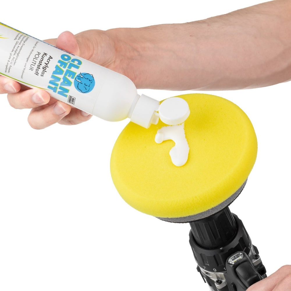 Acrylglas-Kunststoff-POLITUR Set mit Adapter für den Akku-Schrauber